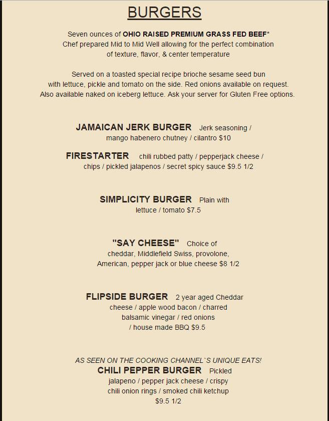 Menu at Flip Side Easton pub & bar, Columbus