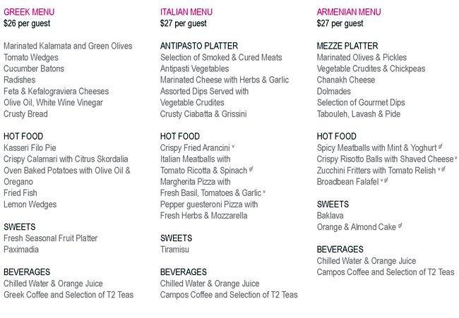 Menu at Village Cafe at Rookwood General Cemetery, Rookwood