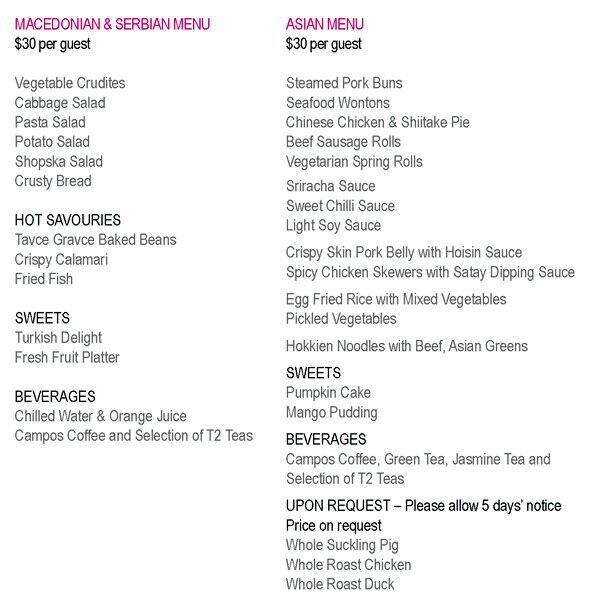 Menu at Village Cafe at Rookwood General Cemetery, Rookwood