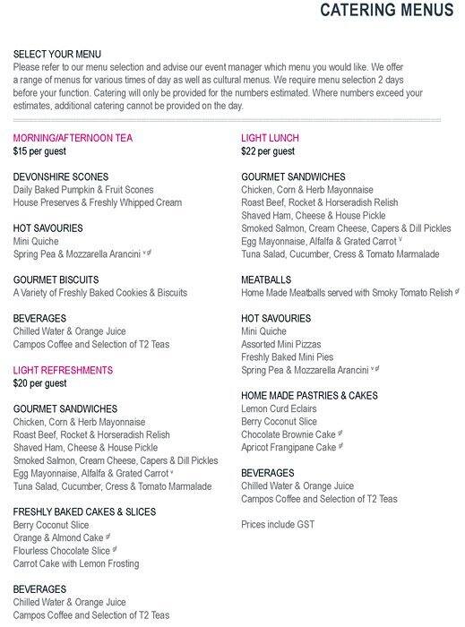 Menu at Village Cafe at Rookwood General Cemetery, Rookwood