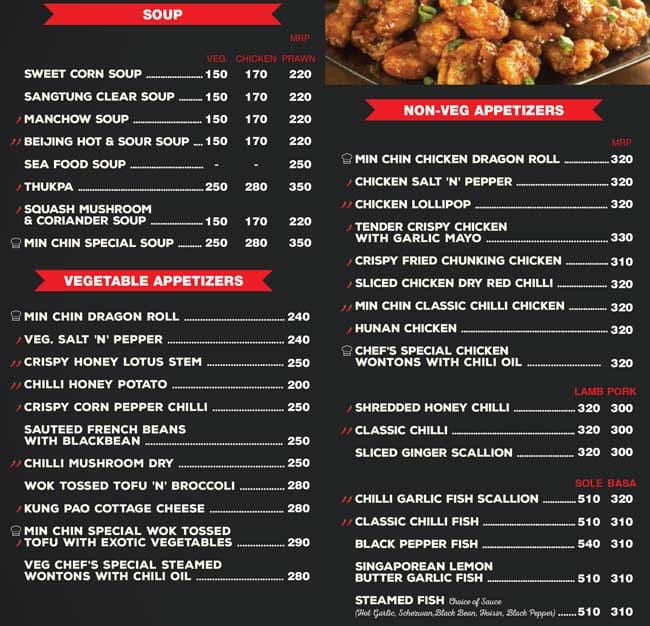 Menu at Min Chin, New Delhi