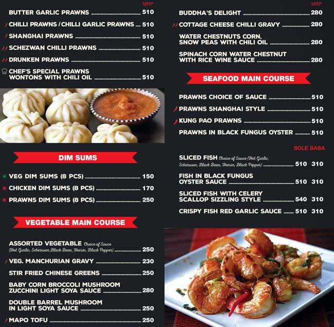 Menu at Min Chin, New Delhi