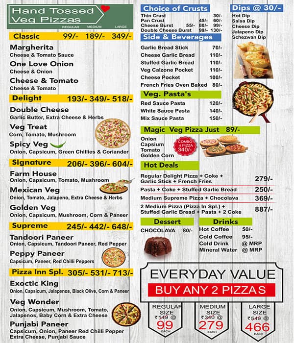 Menu of Pizza Inn, Sector 14, Gurgaon