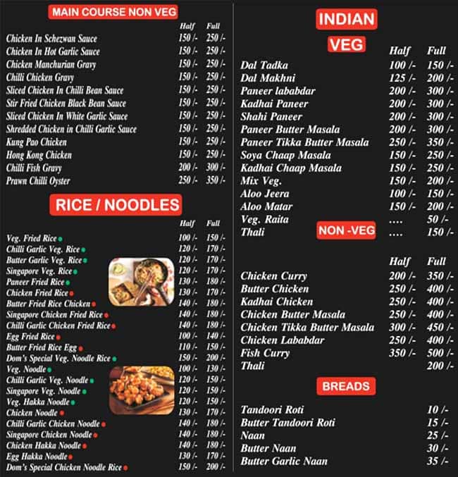 Menu at Dom Dang Restaurant, Gurugram
