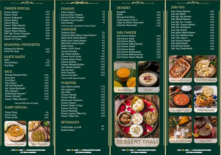 Menu at K Bhagat Tarachand, Indore, Indore