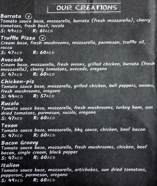 Menu at MAMBO GOURMET PIZZA restaurant, Dubai, Tiffany Tower - Cluster W