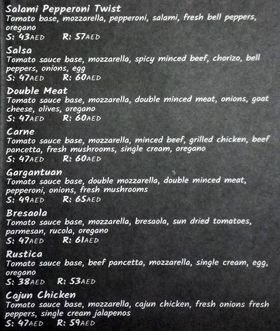 Menu at MAMBO GOURMET PIZZA restaurant, Dubai, Tiffany Tower - Cluster W