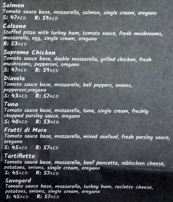 Menu at MAMBO GOURMET PIZZA restaurant, Dubai, Tiffany Tower - Cluster W