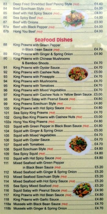 Menu at Dragon House restaurant, London