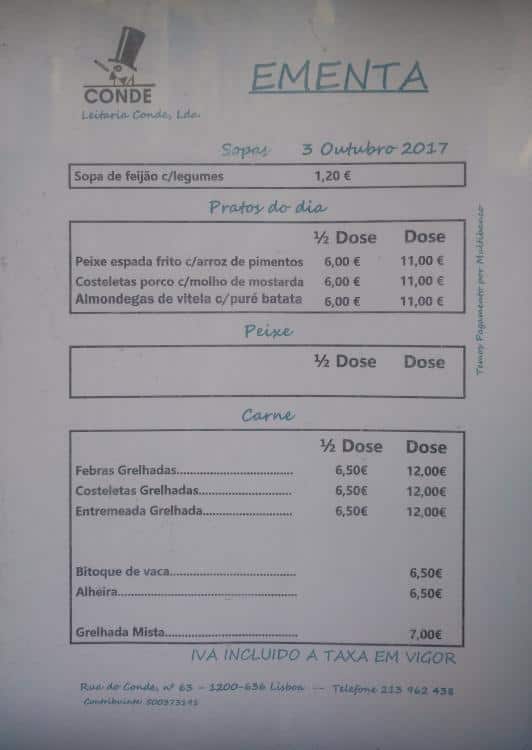 Conde Menu, Menu de Conde, Lapa-Estrela, Lisboa - Zomato Portugal