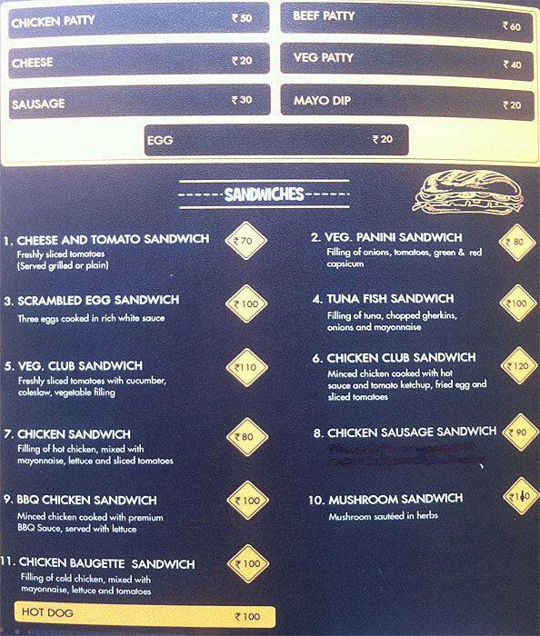 Menu at Route 47, Kochi, NH 47