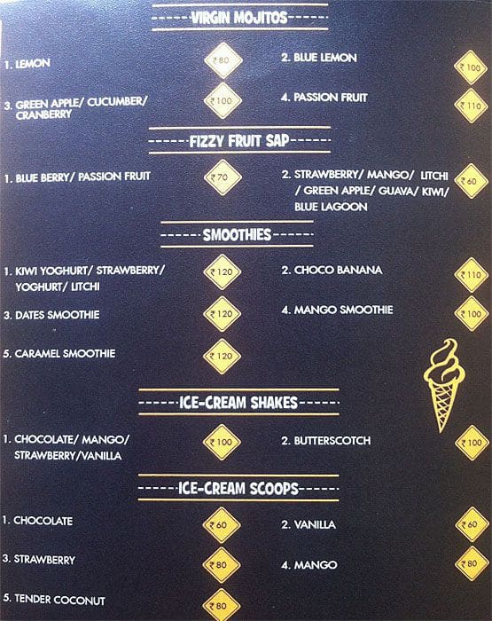 Menu at Route 47, Kochi, NH 47