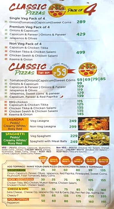 Menu at La Pino'z Pizza, Chandigarh, Unit S11