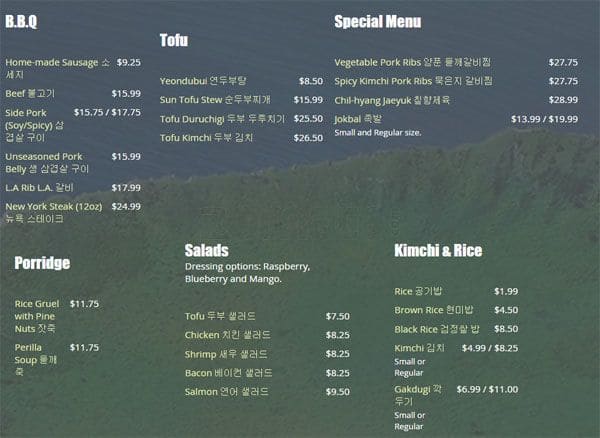 Menu at Life Is Good (LIG) restaurant, Regina