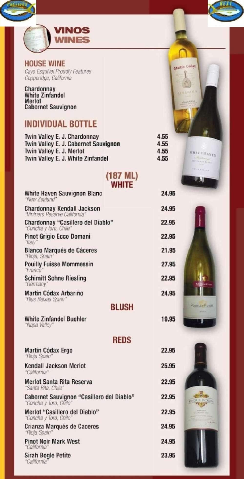 Menu at Cayo Esquivel Seafood restaurant, Miami, SW 40th St