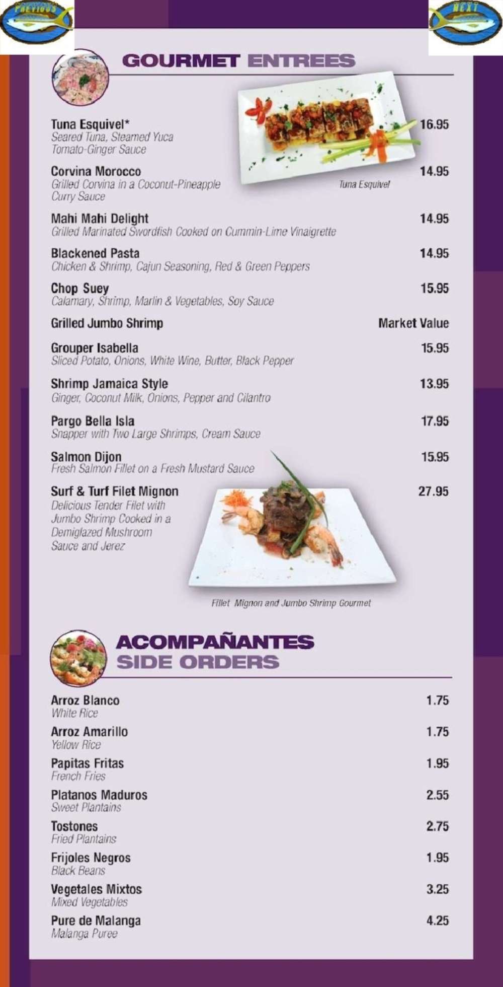 Menu at Cayo Esquivel Seafood restaurant, Miami, SW 40th St