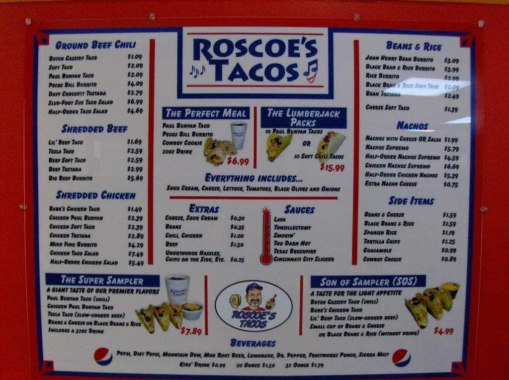 Roscoe's Tacos Menu, Menu for Roscoe's Tacos, Southeast, Indianapolis ...