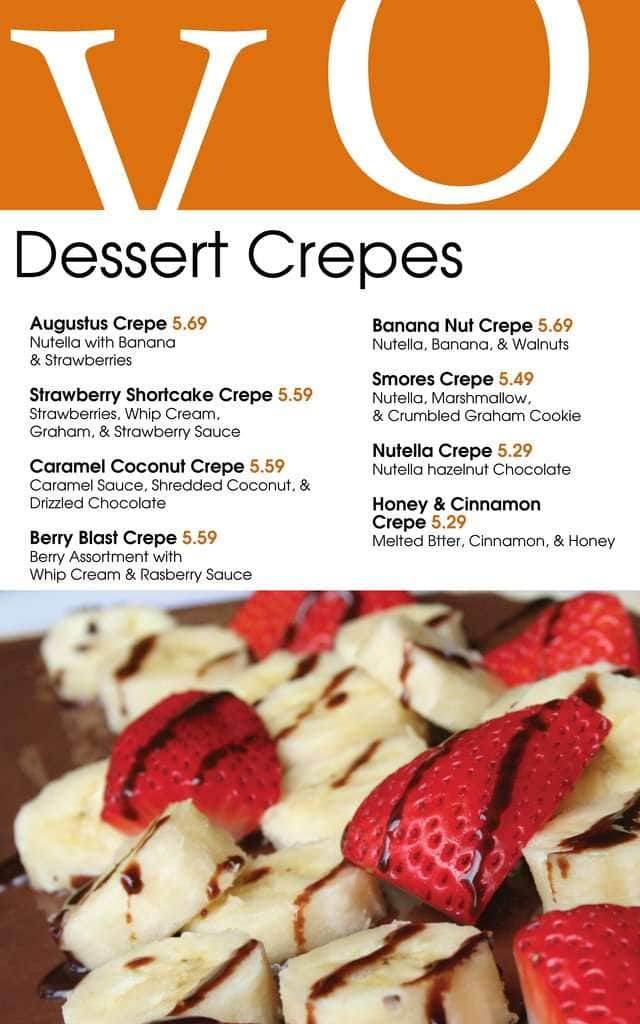 Menu at Cavo Crepe Cafe, Atlantic City