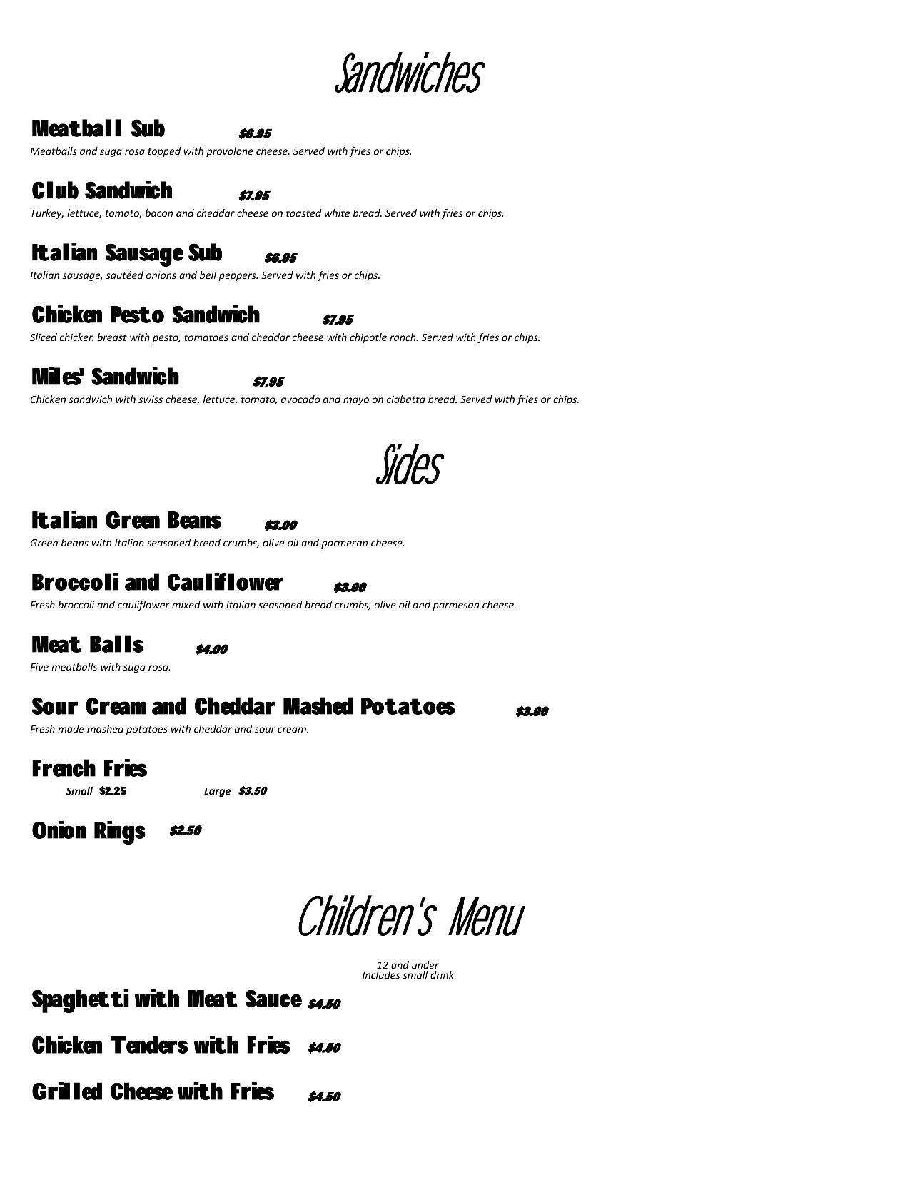 Menu at On The Rocks pub & bar, Cottonwood Shores