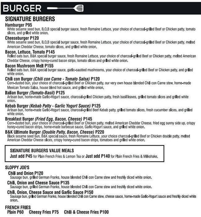 Menu at Kebab Brothers restaurant, Marikina, Lilac Street