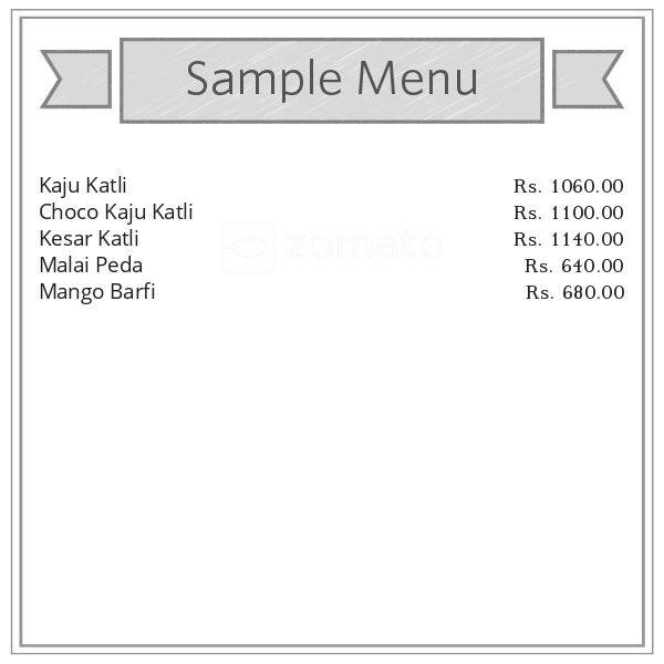Menu of Pradeep Sweets, Pimple Saudagar, Pune