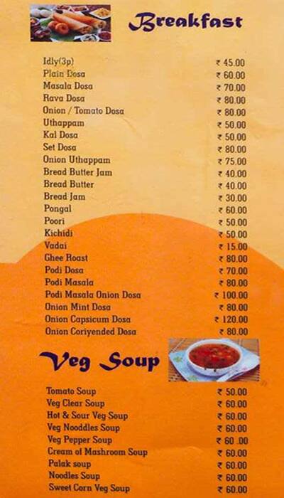 Menu at Food Corner - pure veg restaurant, Yelagiri