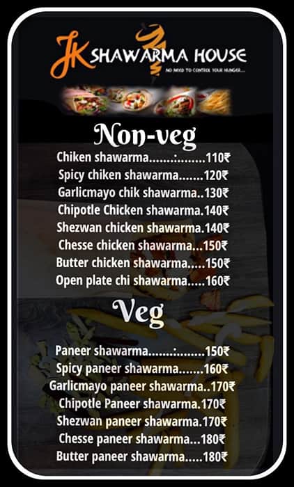 Menu of Jk Shawarma House, Nalasopara, Mumbai