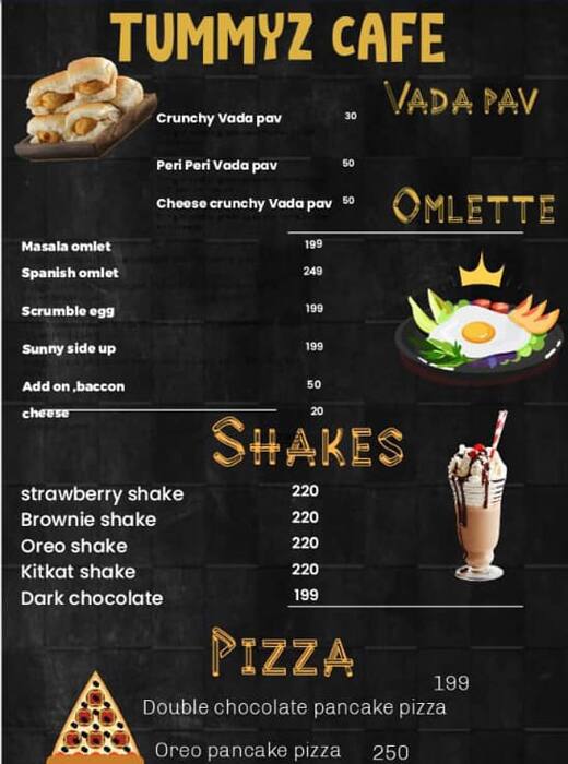 Menu of Tummyz Cafe, Versova, Andheri West, Mumbai