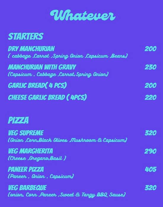 Menu of Whatever, Chembur, Mumbai