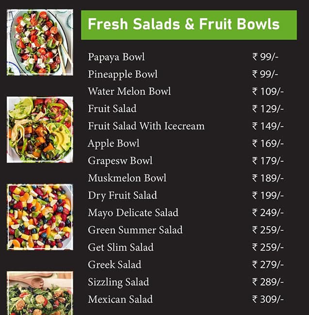 Menu of Bealicious, Film Nagar, Hyderabad
