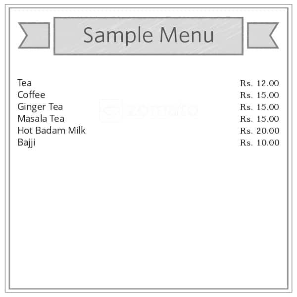 Menu of Sridhar Tea Stall, Pallavaram, Chennai