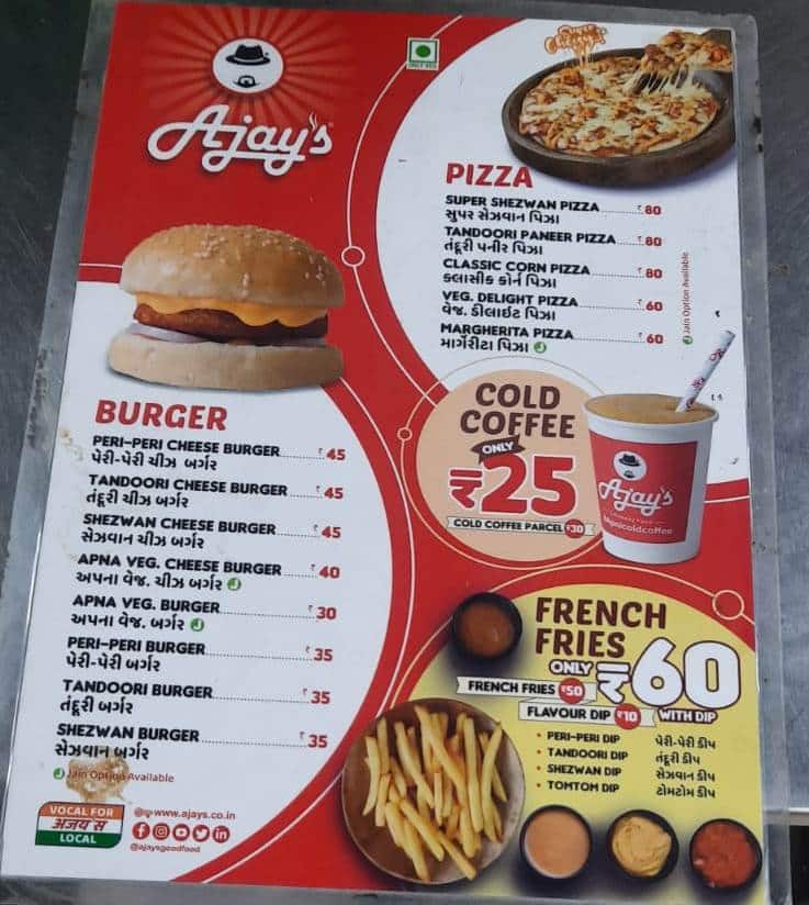 Menu of Ajay's, Vesu, Surat