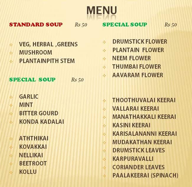 Menu of Sakthi A Hot Soup, Mogappair, Chennai