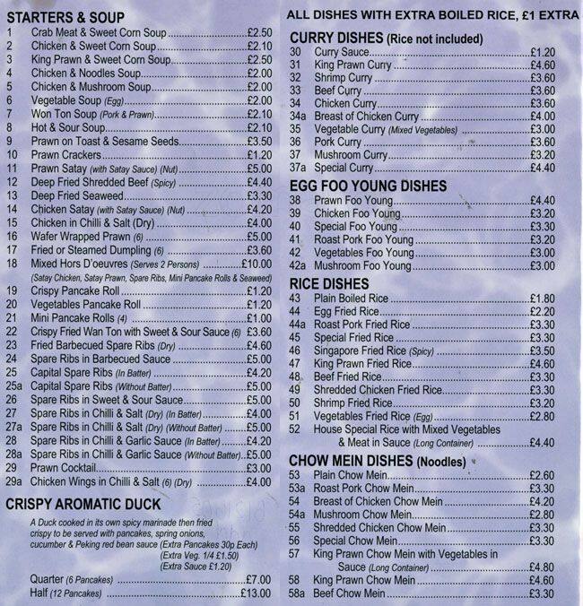 Menu at Lucky Inn fast food, Barking, Faircross Parade