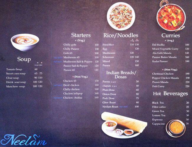 Menu at Neelam Cafe & Restaurant, Mahabalipuram