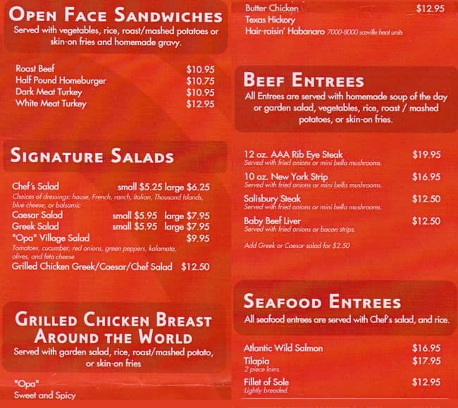 Menu at Terry's Restaurant & Bar, Toronto