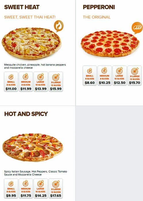 Menu at Pizza Pizza pizzeria, Gravenhurst