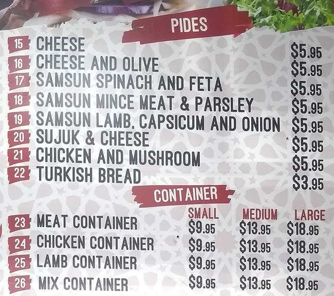 Menu at Friends Kebab fast food, Northcote