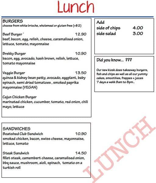 Menu at Boatshed Hallett Cove pizzeria, Hallett Cove