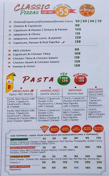 Menu at La pinoz pizza, Zirakpur