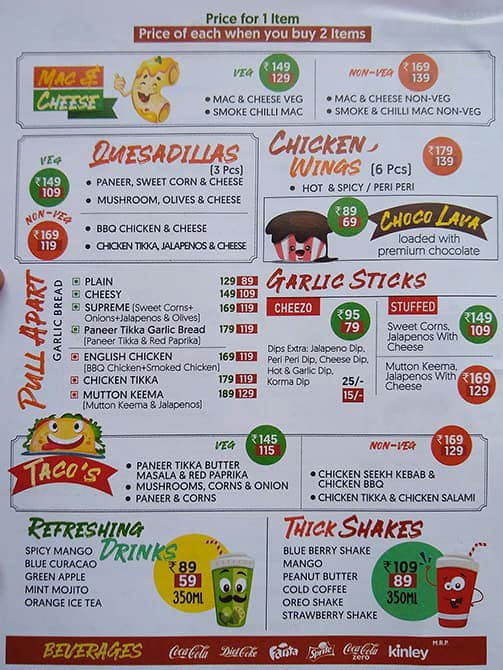 Menu at La pinoz pizza, Zirakpur