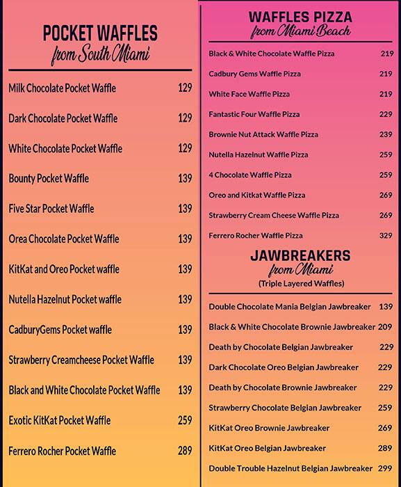 Menu of Miami Waffles & Jawbreakers, Badlapur, Thane