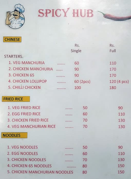 Menu of Spicy Hub, ECIL, Secunderabad