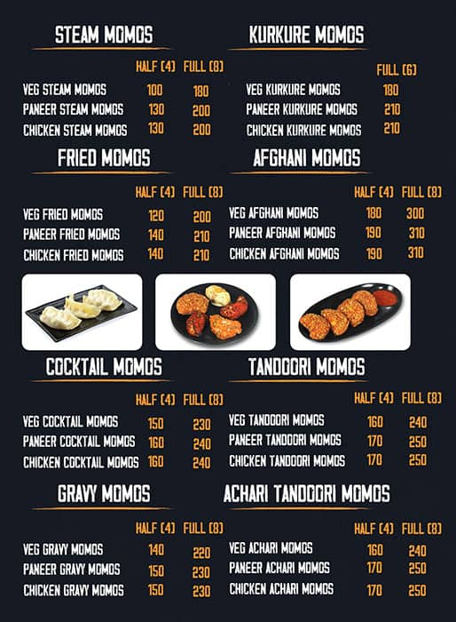 Menu of Momo Club, West Patel Nagar, New Delhi