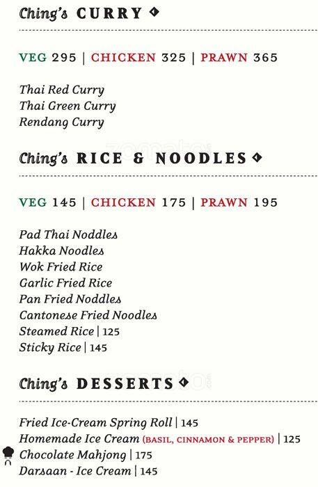 Menu at House of Singh & Ching, New Delhi, Eros One