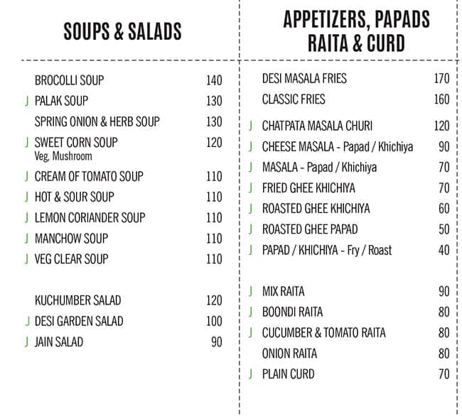 Menu of Masaledaar Desi Rasoi, Egmore, Chennai
