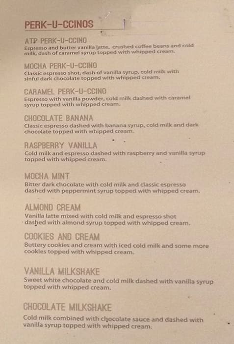 Menu at All The Perks Espresso Cafe, Ahmedabad
