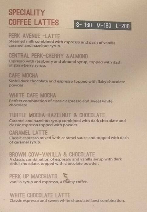 Menu at All The Perks Espresso Cafe, Ahmedabad