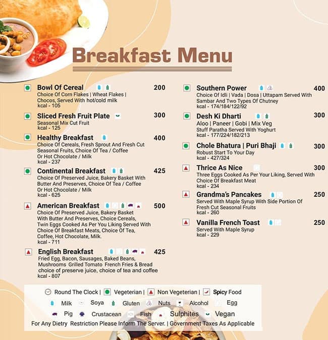 Menu of Mosaic - Country Inn & Suites By Radisson, Candolim, Goa