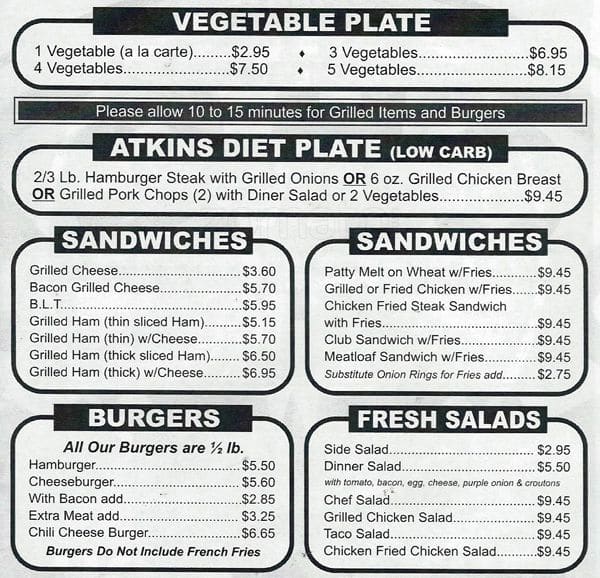 Menu at Dixie House Cafe, Fort Worth, Blue Mound Rd